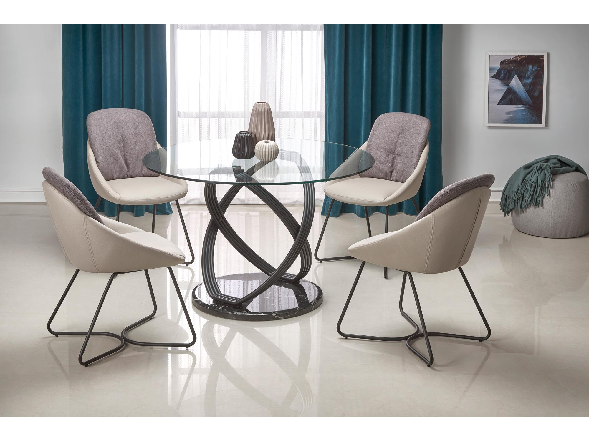 Apvalus stiklinis stalas OPTICO | Baldusale.lt | Baldai internetu | Baldai