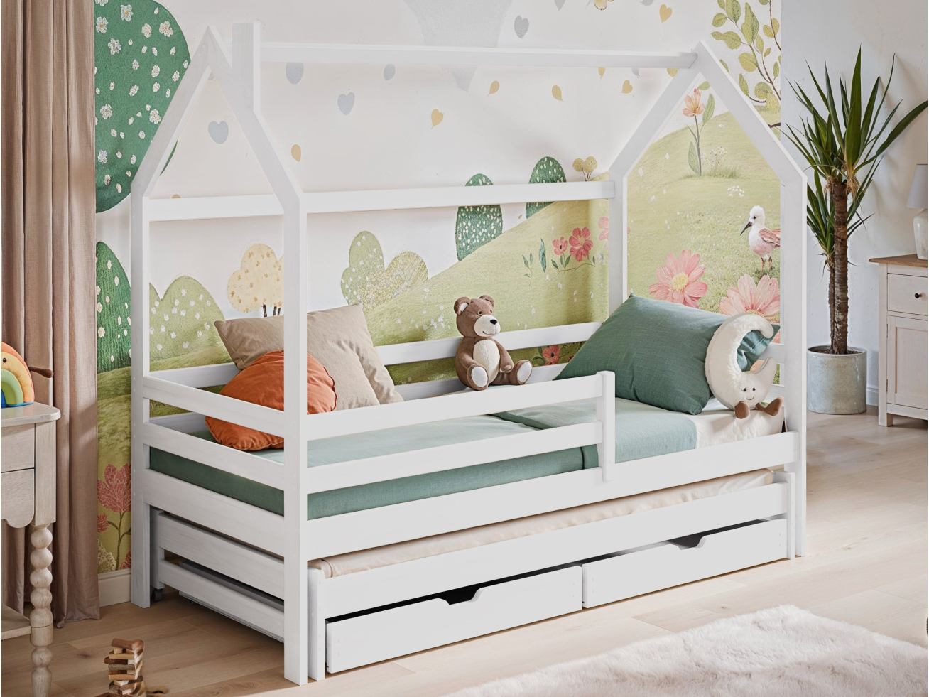 Dvigulė vaikiška lova su stalčiais DANIEL 90x200 | Baldusale.lt | Baldai internetu | Baldai