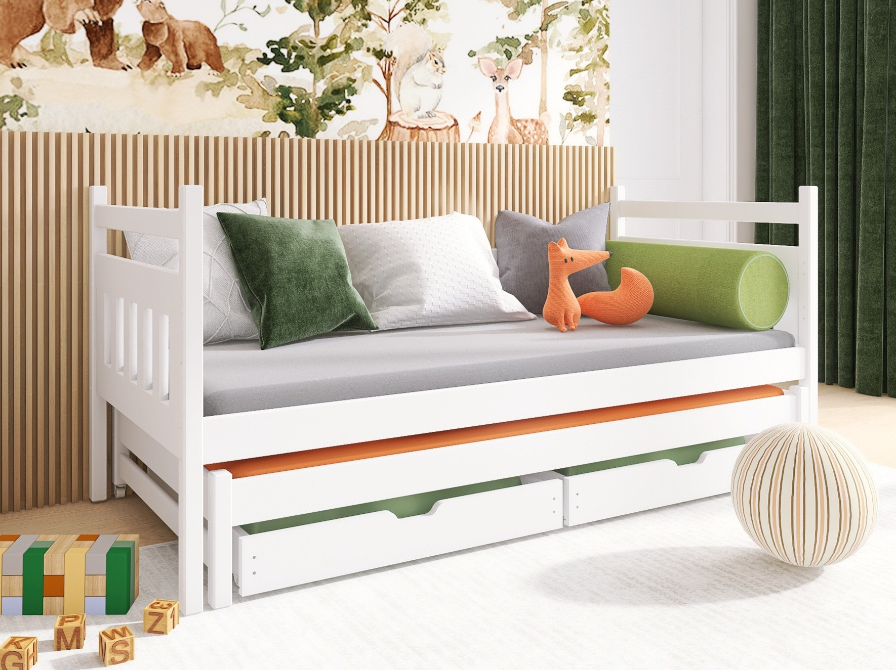 Dvigulė vaikiška lova su stalčiais DANIEL 90x200 | Baldusale.lt | Baldai internetu | Baldai