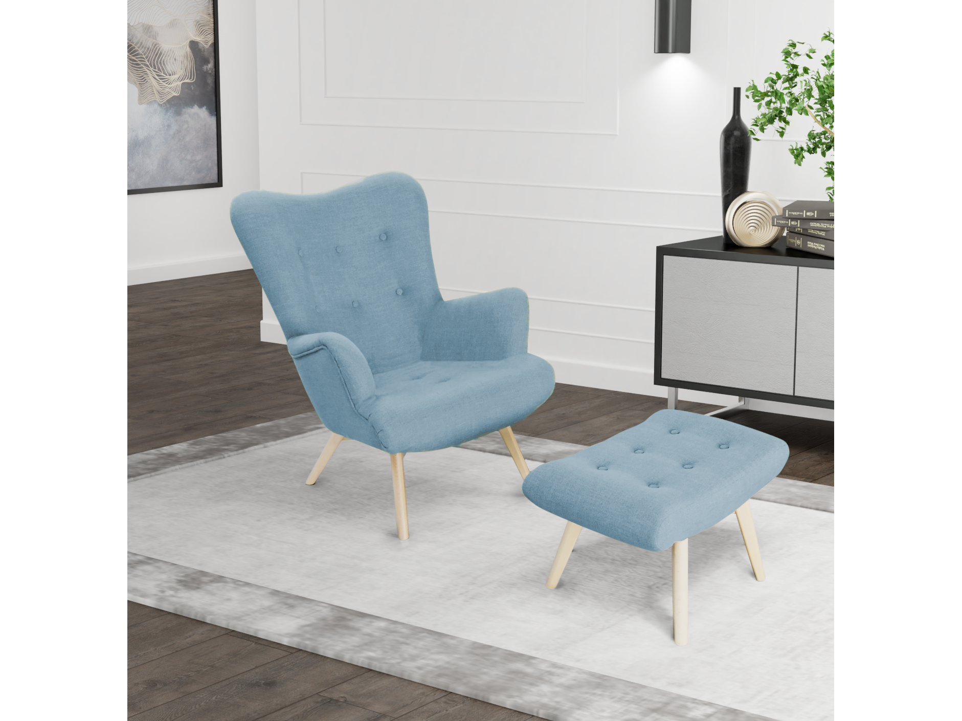 Fotelis Teddy su Pufu | Baldusale.lt | Baldai internetu | Baldai